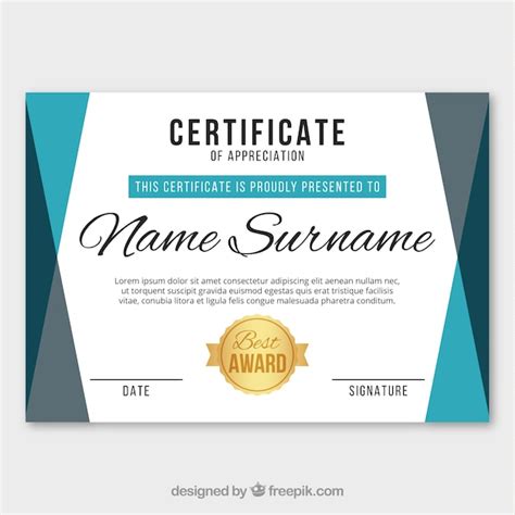 플랫 스타일의 인증서 템플릿 무료 벡터