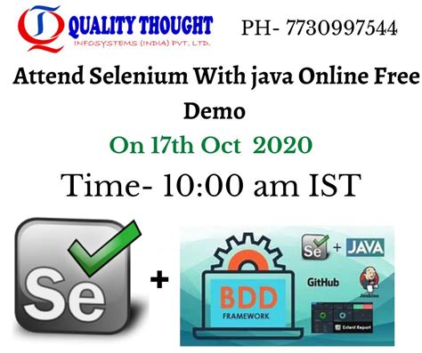 Quality Thought Infosystems On Linkedin Seleniumjava Testing Jenkins Cucumber Git Hub