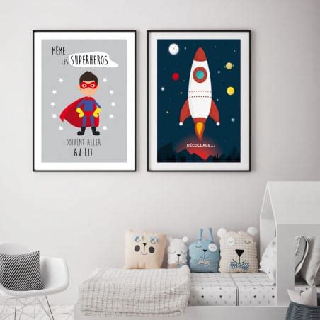 Poster Super Héros Décoration Chambre Enfant Thème Héros