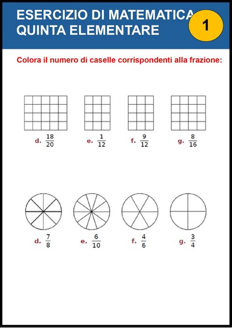 Esercizi Matematica Quinta Elementare