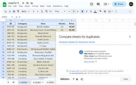 Compare Sheets Google Workspace Marketplace