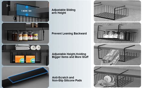 Amonhouseware 2pack Under Shelf Basket Organizer