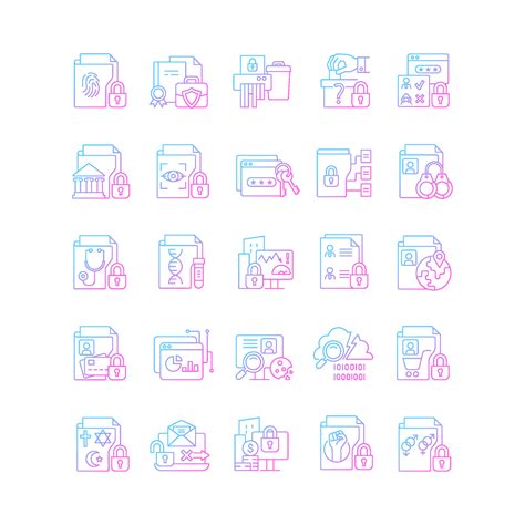 Sensitive Information Types Gradient Linear Vector Icons Set 3685827