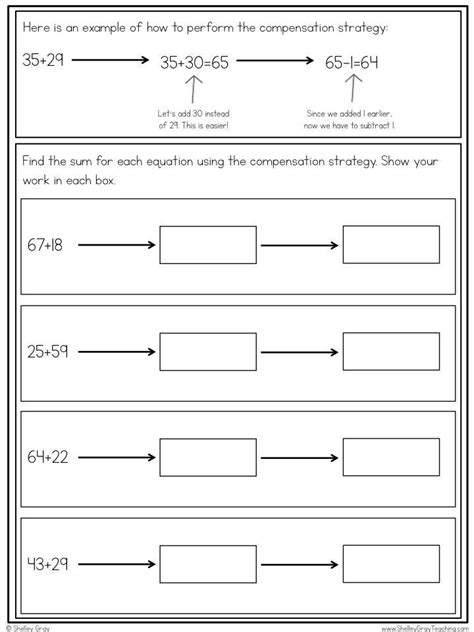 Compensation An Addition Strategy Math Strategies Mental Math Strategies Math Worksheets