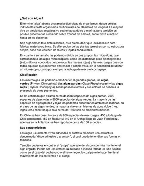 Qué Son Algas Lilibeth Valecillos Udocz