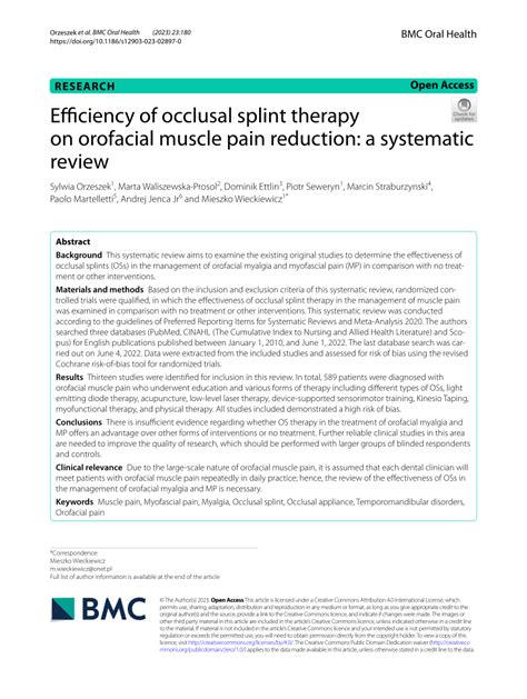 Pdf Efficiency Of Occlusal Splint Therapy On Orofacial Muscle Pain