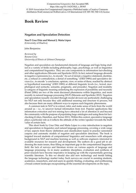 Pdf Negation And Speculation Detection