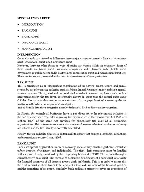 Specialized Audit Pdf Audit Taxes