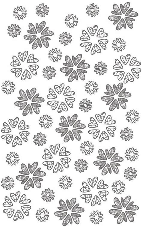 Line Art Black And White Heart Flowe Shape Texture Fabric Pattern