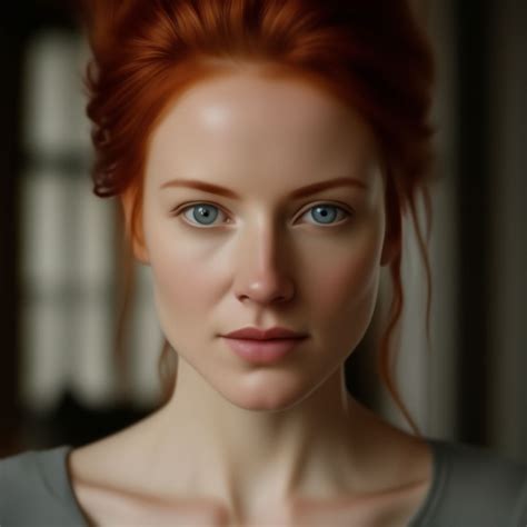 «Рыжеволосая с пучком женщина тридцати девяти лет похожая на Фиону с … — картинка создана в