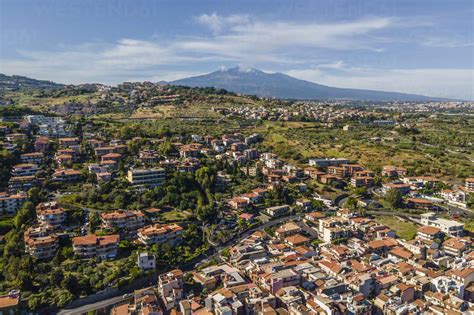 Aerial View Of Aci Trezza With Etna Volcano In Background Sicily