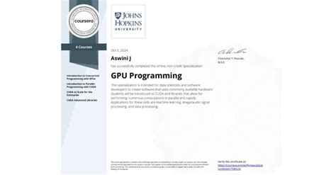 Aswini Jayaraman On Linkedin Completion Certificate For Gpu Programming