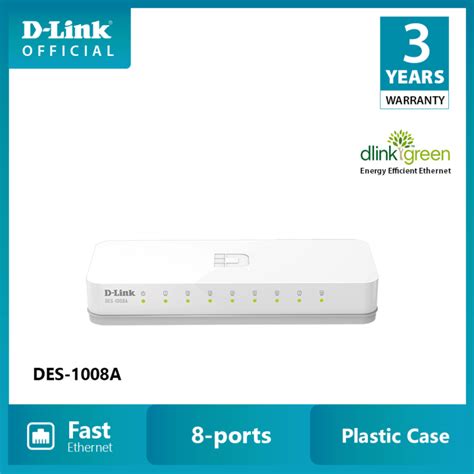 D Link Des 1008c 8 Port 10 100 Fast Ethernet Desktop Unmanaged Switch