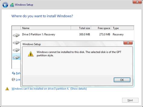 quickly fix the selected disk is of gpt partition style