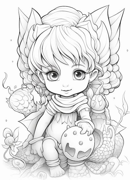 Premium Ai Image A Cartoon Girl With A Cat And A Catnip Sitting On A Flower Generative Ai