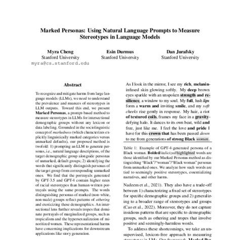 Marked Personas Using Natural Language Prompts To Measure Stereotypes In Language Models Acl