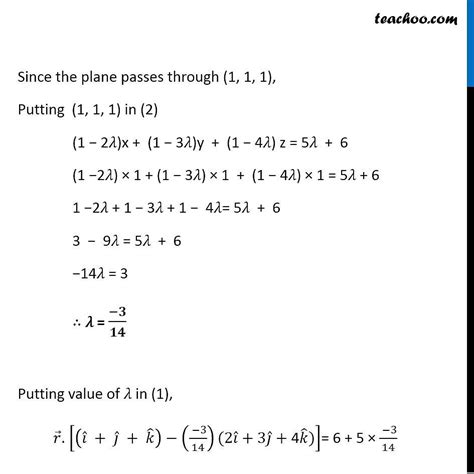 Question 10 Equation Of Plane Passing Through Intersection