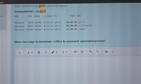 Solved Ses Given The Following Ps F Command Output