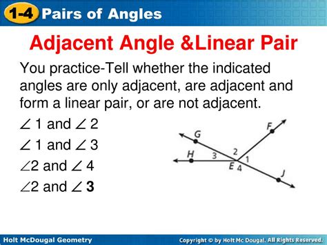 Ppt Objectives Identify Adjacent Angle And Linear Pair Identify And Find Measure Of
