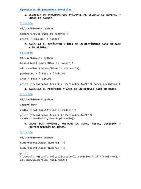 Ejercicios Python Resueltos 2024 Pdf Python Lenguaje De Programación Software