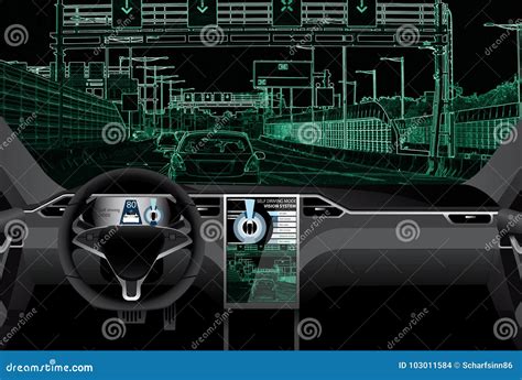 Self Driving Car And Autonomous Vehicle Concept Icon Of Driverless Car With Sensors Like Lane