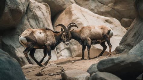 Ibex Fight Illustration Ai Generative Stock Illustration Illustration Of Natural Peak 280011113