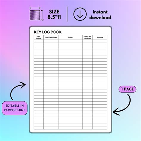 Key Log Template Key Sign Out Sheet Printable Visitor Sign In Out