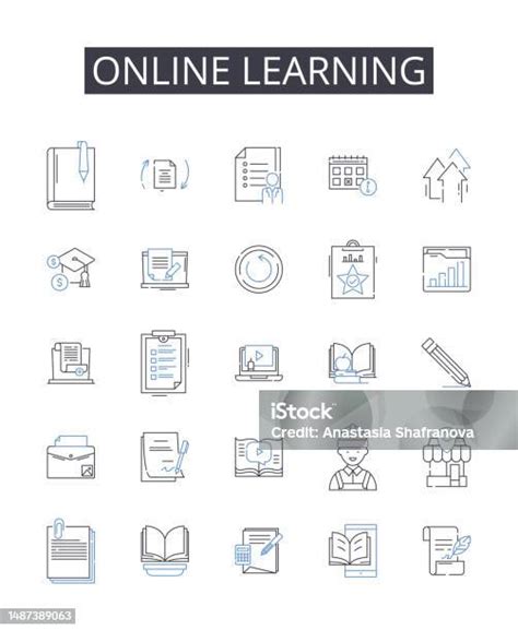 온라인 학습 라인 아이콘 컬렉션입니다 속도 스핀 소닉 붐 에너지 디자인 움직임 사운드 벡터 및 선형 그림 초음속 속도 활기찬 개요 표지판 세트 아이콘에 대한 스톡 벡터 아트