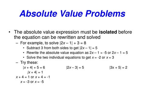 Ppt Absolute Value Problems Powerpoint Presentation Free