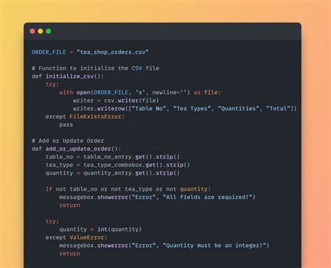 Python Tkinter Gui Softwaredevelopment Coding Teashop Diwash A