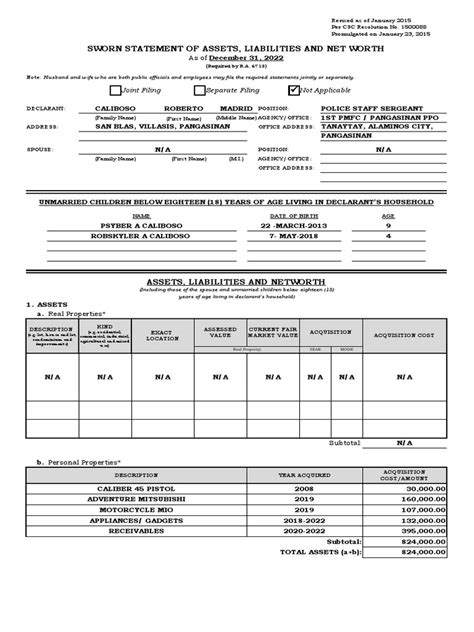 Saln Form Cali Pnp Pdf