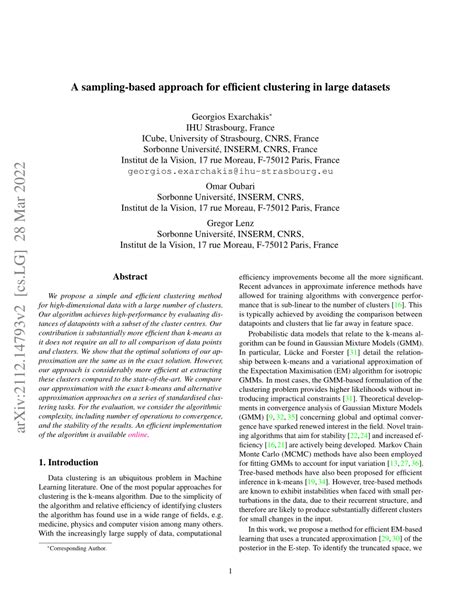 Pdf A Sampling Based Approach For Efficient Clustering In Large Datasets