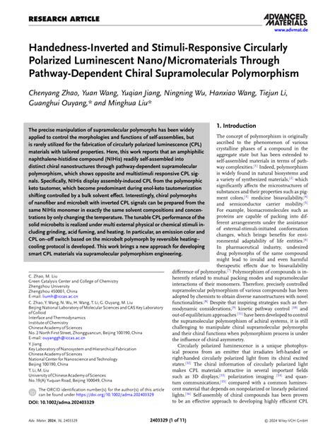 Handedness‐inverted And Stimuli‐responsive Circularly Polarized
