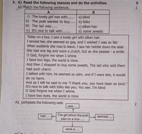 A Read The Following Stanzas And Do The Activities 5a1 Match The Fol