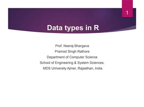 Data Types In R Pptx