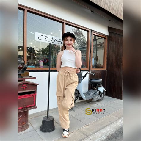 🌈 Spinnyhouse 🌈 กางเกงคาร์โก้ ขากระบอก ผ้าไมโครเนื้อดี💛งานสวย แมชง่าย ดีเทลกระเป๋าข้าง สไตล์