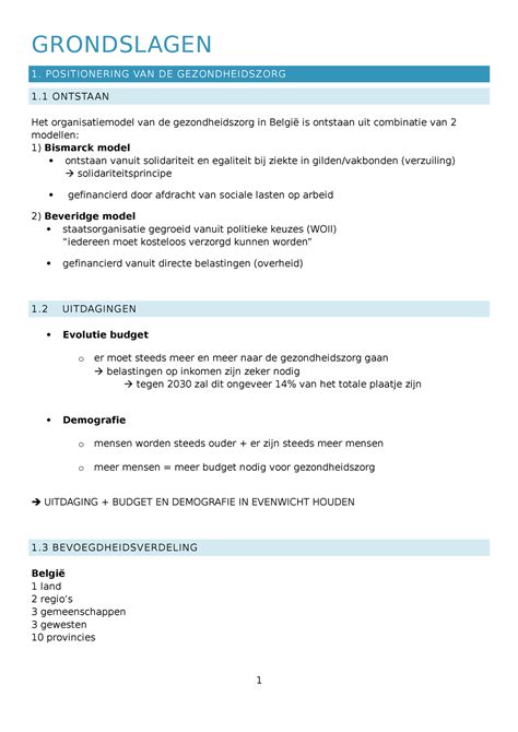 Positionering Van De Gezondheidszorg Grondslagen 1 Positionering Van