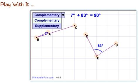 Interactive Models For Supplementary And Complementary Angles