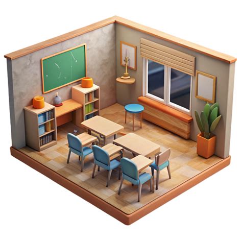 Serene Abstract Temporary Classroom Interior View Element Detailed