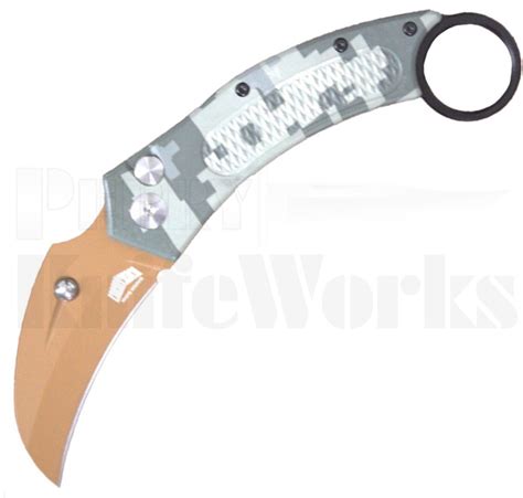 Fort Knifeworks Automatic Karambit Knife Camo L Brown Blade