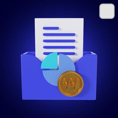 Premium Psd Won Chart Currency Folder 3d Illustration