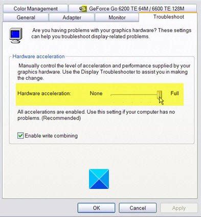 Direct D Or DirectDraw Acceleration Not Available On Windows