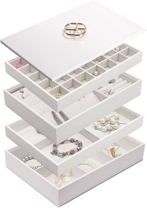 Xisun Schmuckaufbewahrung Schmuck Tabletts Organizer Stapelbar Schmuckkästchen Aufbewahrung Box