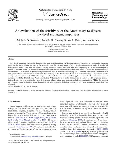 Pdf An Evaluation Of The Sensitivity Of The Ames Assay To Discern Low