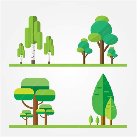 Premium Vector Flat Trees Design Set