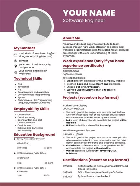1 Pager Sample Resume Pdf