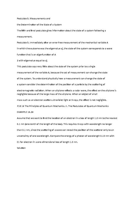 Postulate 5 Postulate 5 Measurements And The Determination Of The
