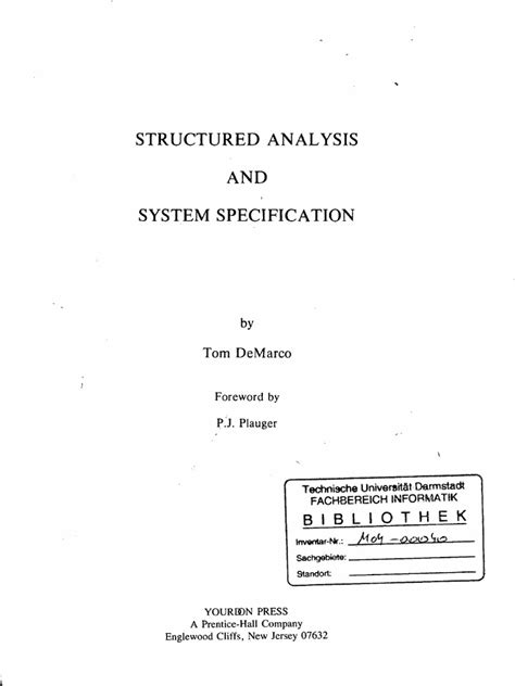Structured Analysis And System Specification Demarco Pdf