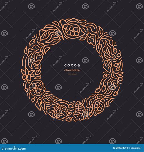 Cocoa Border Vector Superfood Drawing Template Fruit Leaf An 129566210