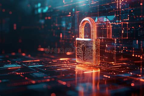 Digital Padlock On Futuristic Cyber Security Interface Stock Illustration Illustration Of